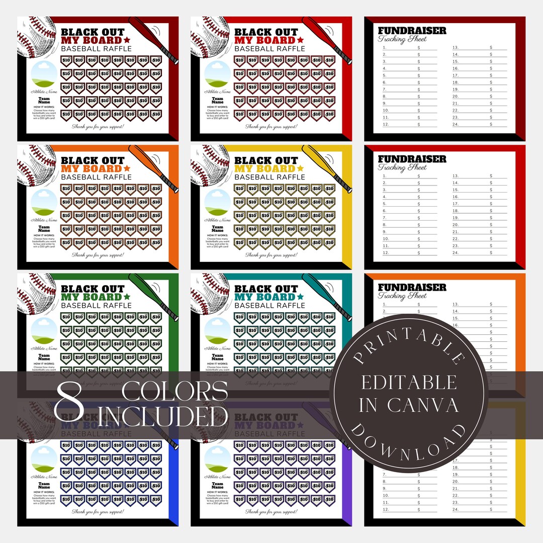 Baseball Player Raffle Board Fundraiser, Pay the Date, Pick a Date ...