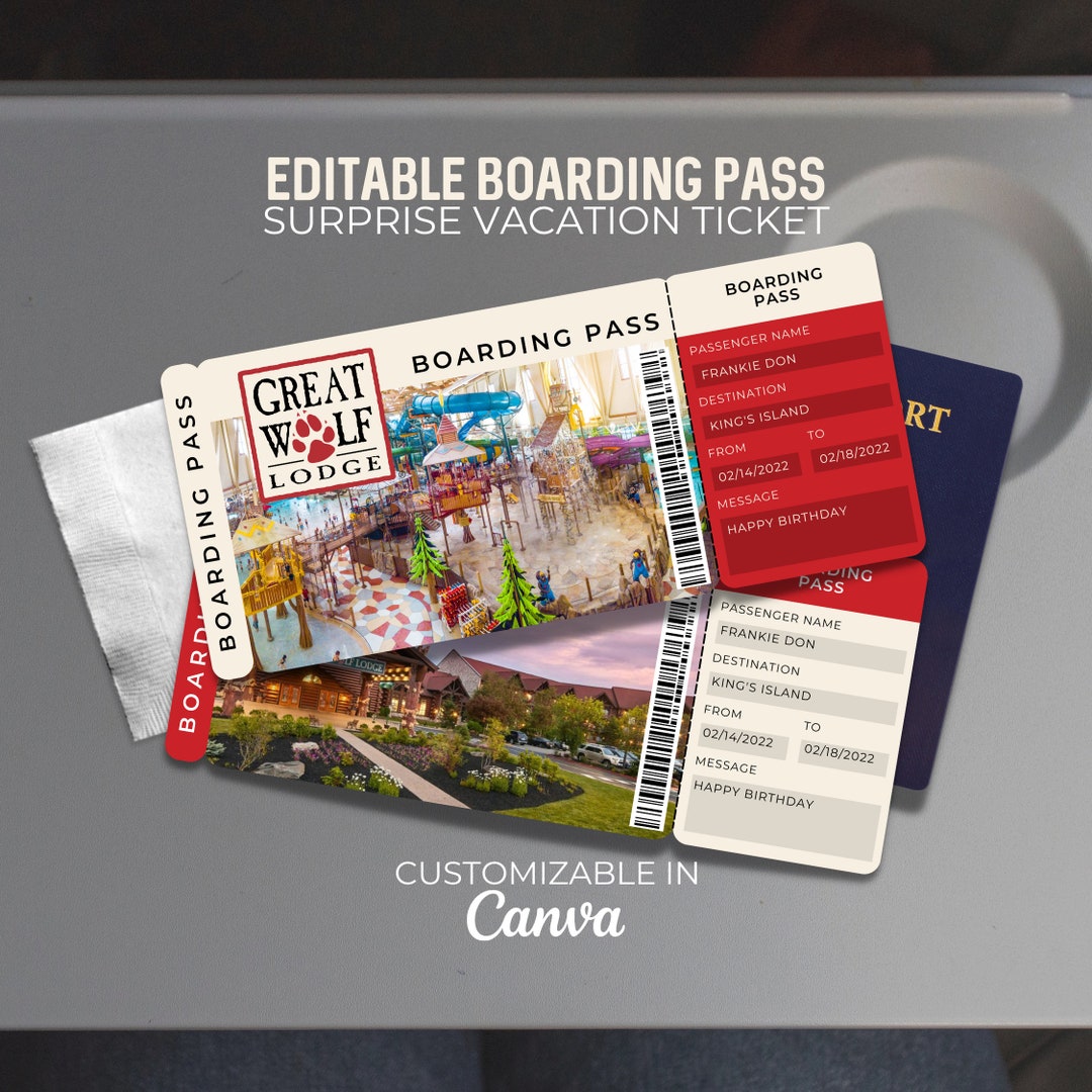 Buy Editable Boarding Pass Water Park Great Wolf Lodge Printable Online ...