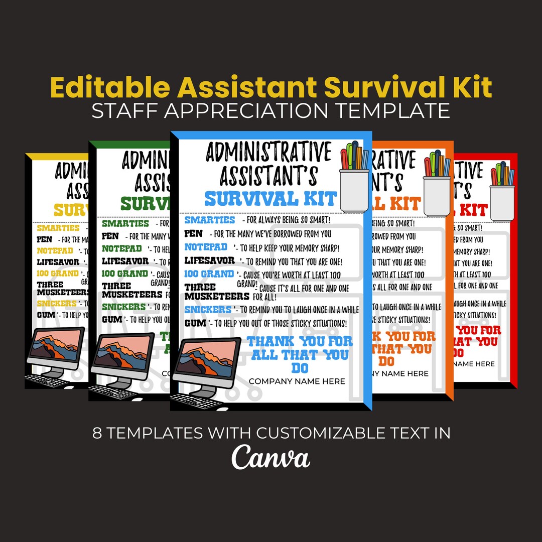 Administrative Assistant Survival Kit Employee Survival Kit Printable ...