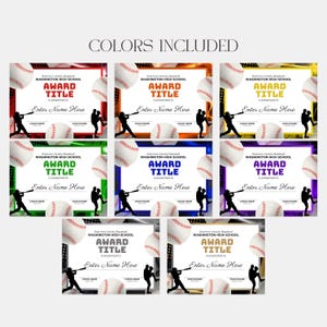 Editable Baseball Awards Printable, Baseball Team Certificate Bundle ...