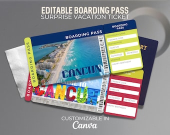 Cancun Boarding Pass - Etsy