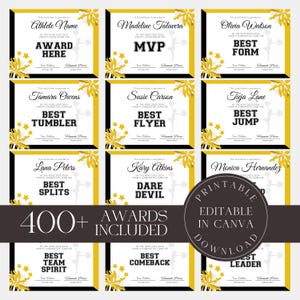 Editable Cheerleading Certificate Cheer Squad Awards Team Party ...