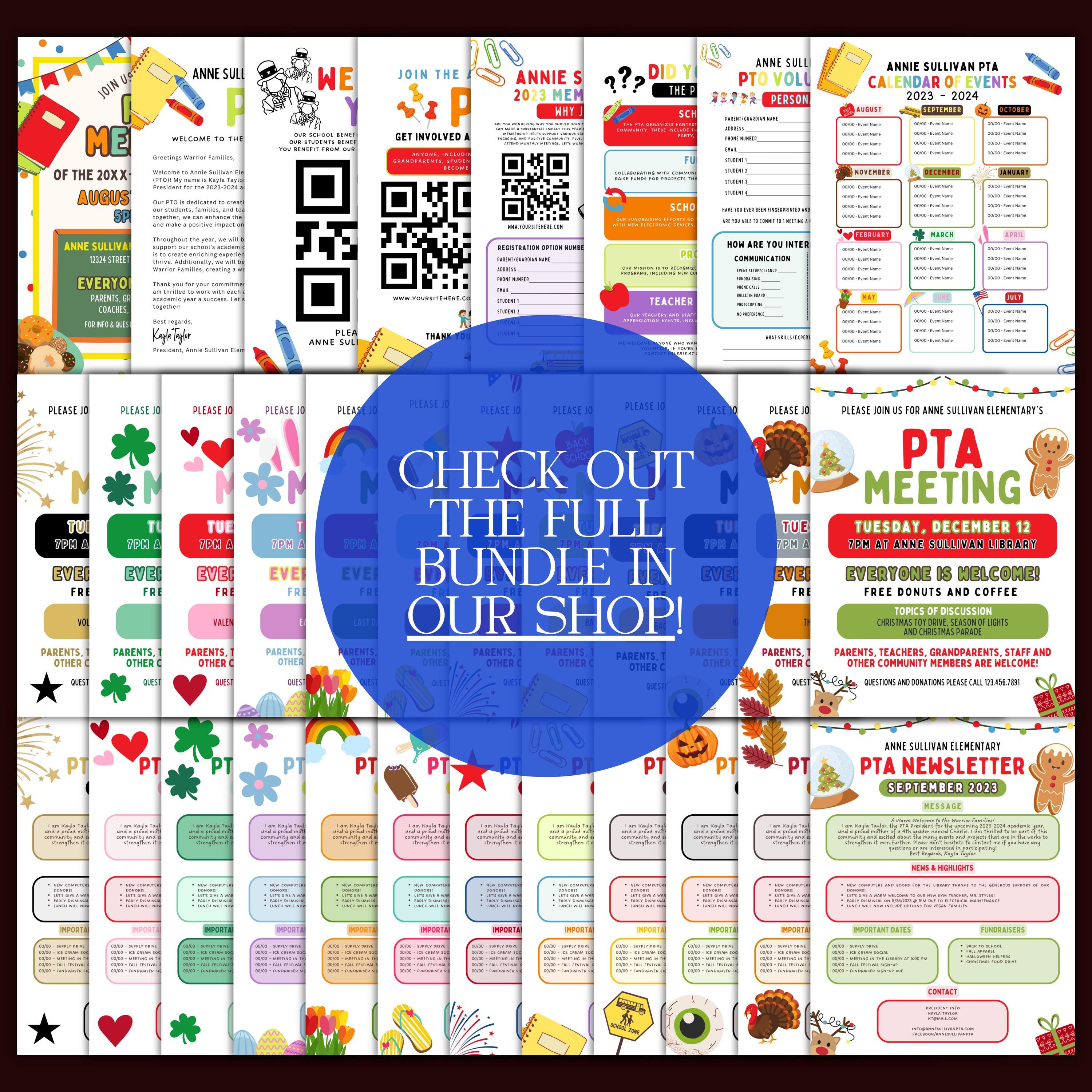 Editable PTA/PTO Meeting Flyer Bundle School Event Template (canva PDF ...