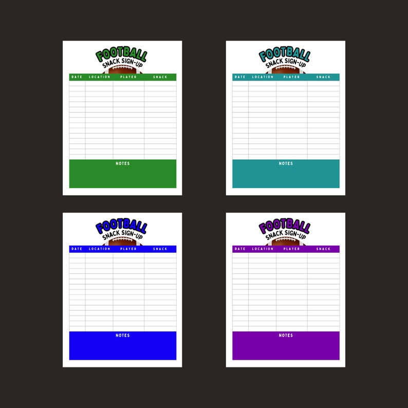 Editable Football Snack Sign up Sheet Game Day Schedule Canva - Etsy