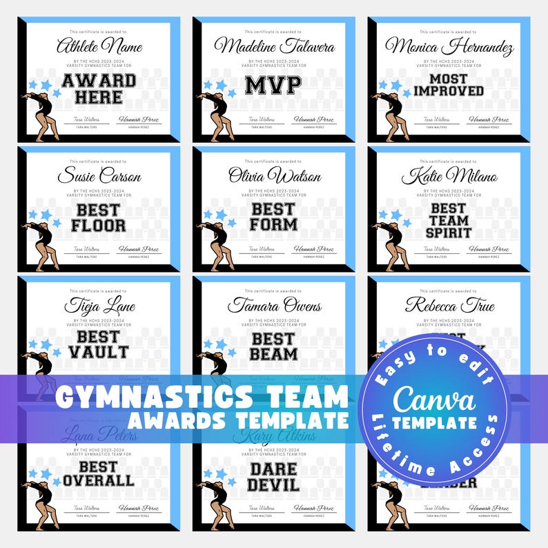 Editable Gymnastics Awards Template, Custom Gymnast Award Certificates ...