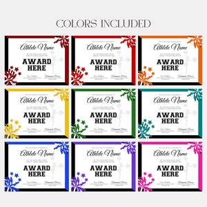 Editable Cheerleading Certificate Cheer Squad Awards Team Party ...