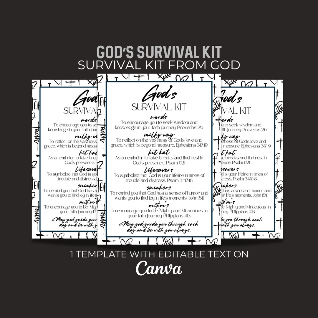 Editable Gods Survival Kit, Church Tag, Survival Kit From God ...