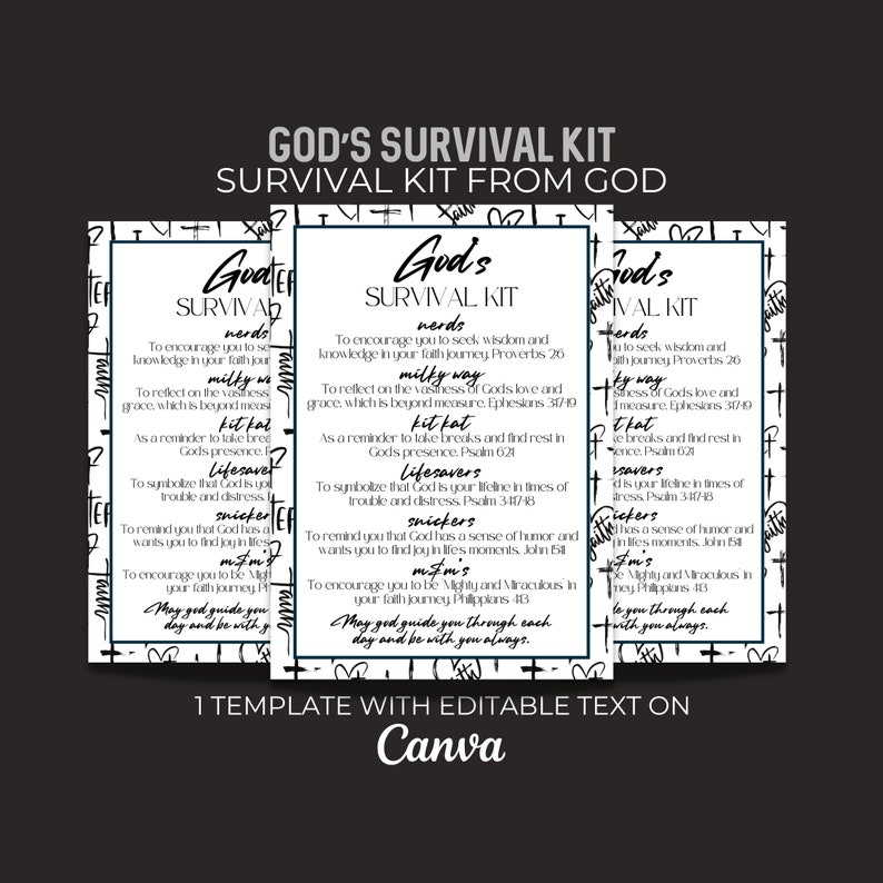 Editable Gods Survival Kit, Church Tag, Survival Kit From God ...
