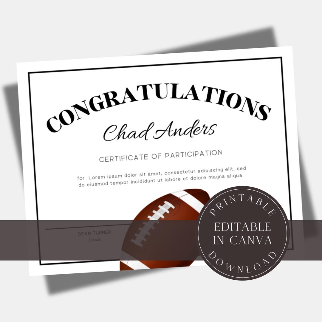 Editable Football Awards Template, Custom Football Award Certificates ...