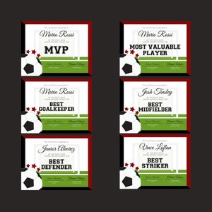 Editable Soccer Award Certificate Bundle Editable Canva - Etsy