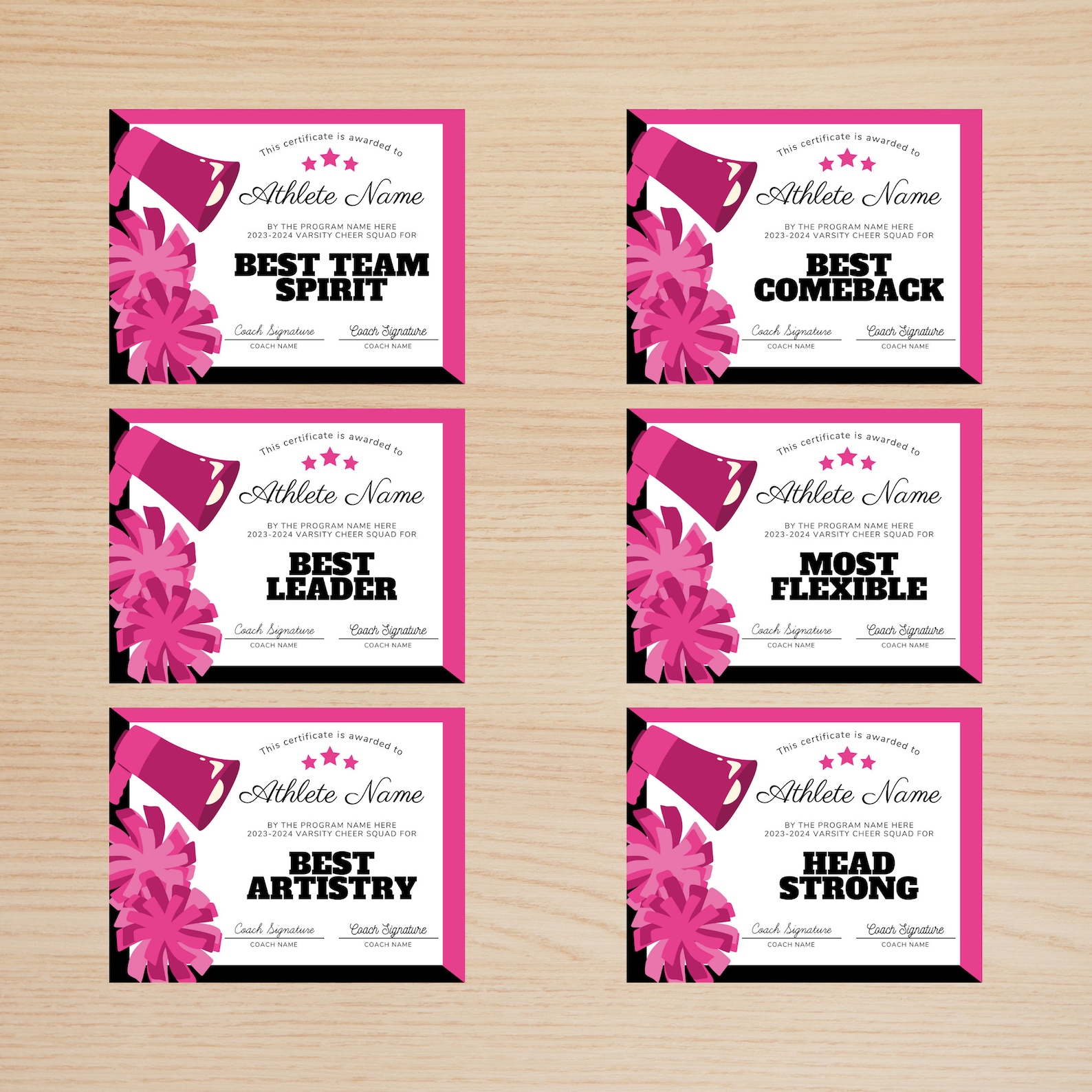 Cheerleading Certificate, Cheer Squad Awards, Printable Cheer Team ...