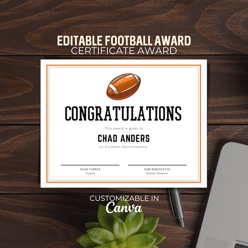 End of Season Football Awards Editable Football Award - Etsy