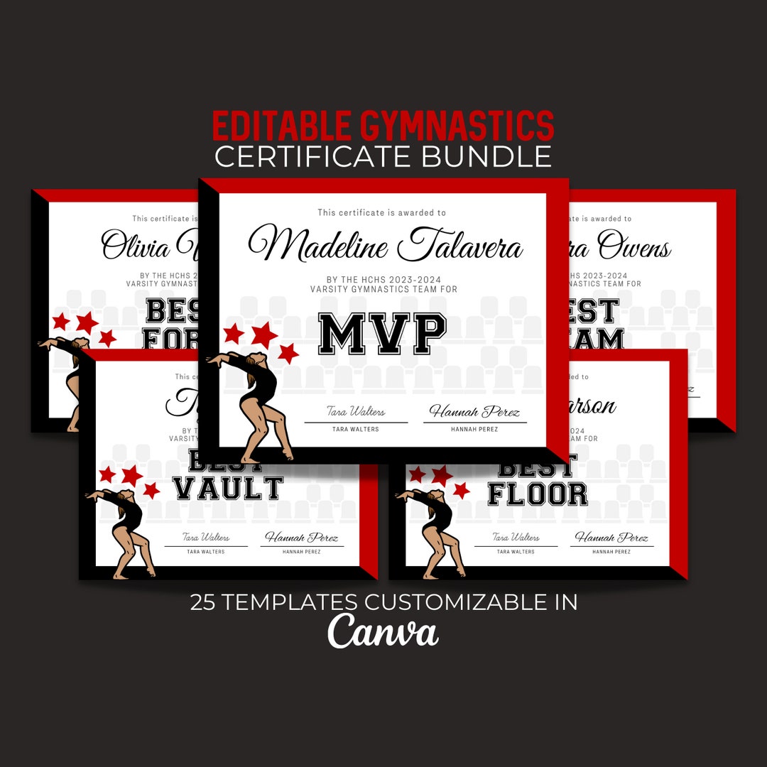 Editable Gymnastics Certificate Bundle, Printable Gymnast Award ...