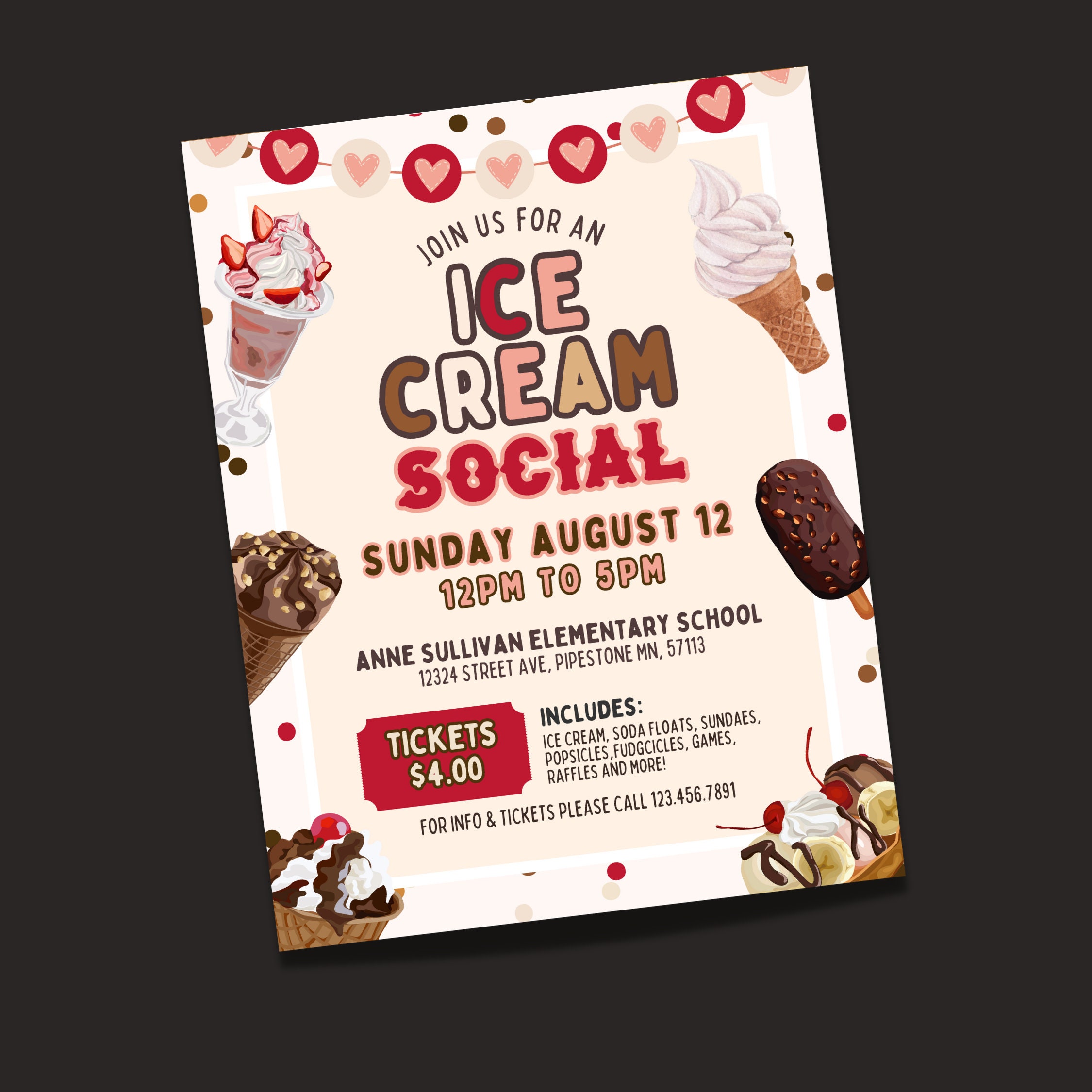 Editable Ice Cream Social Flyer Printable Ice Cream Event - Etsy