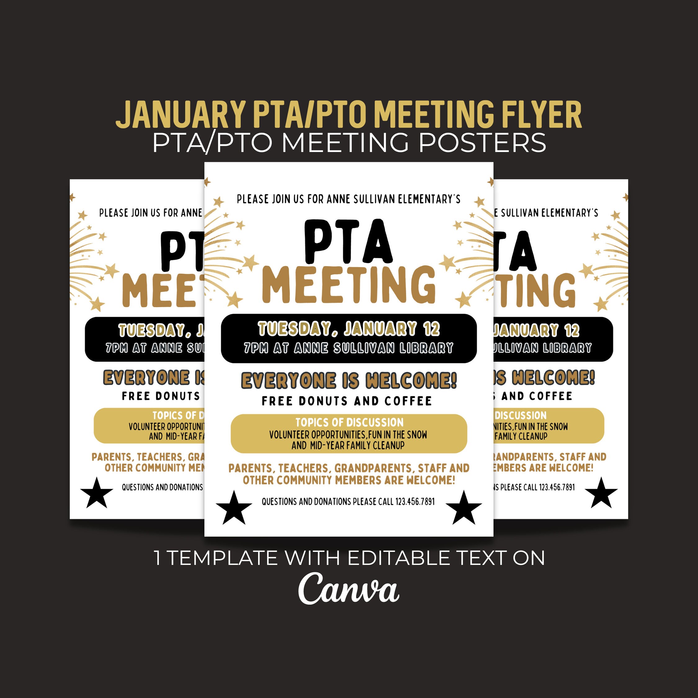 Editable January PTA PTO Meetings Flyer Canva Template Printable ... Editable January PTA PTO Meetings Flyer Canva Template Printable ...