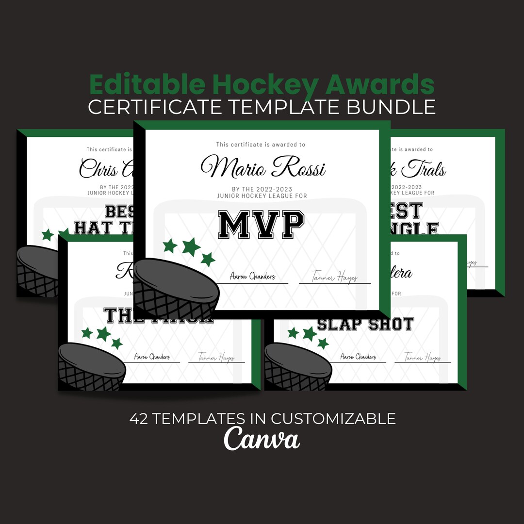 End of Season Hockey Awards Bundle, Editable Field Hockey Certificate ...