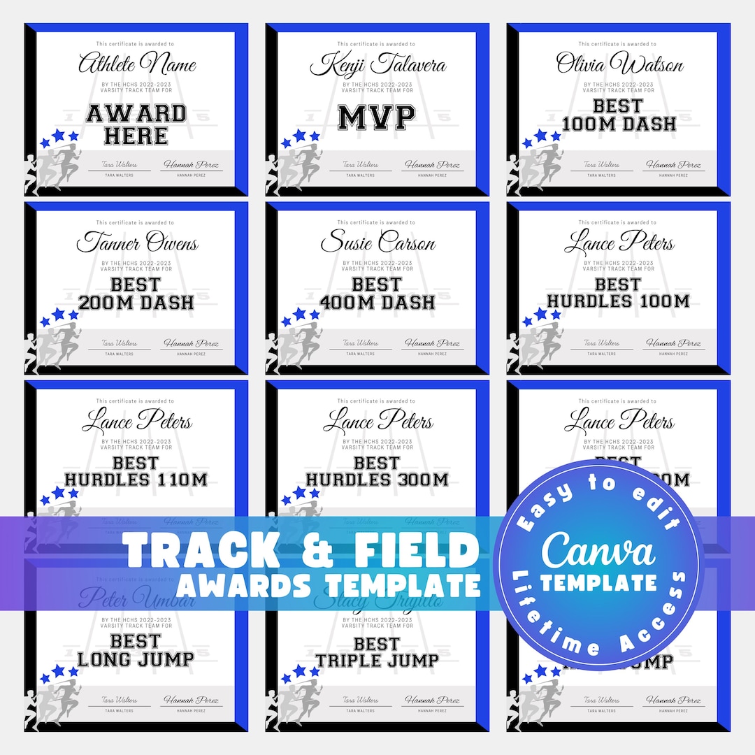 Editable Track and Field Awards Template, Custom Running Award ...
