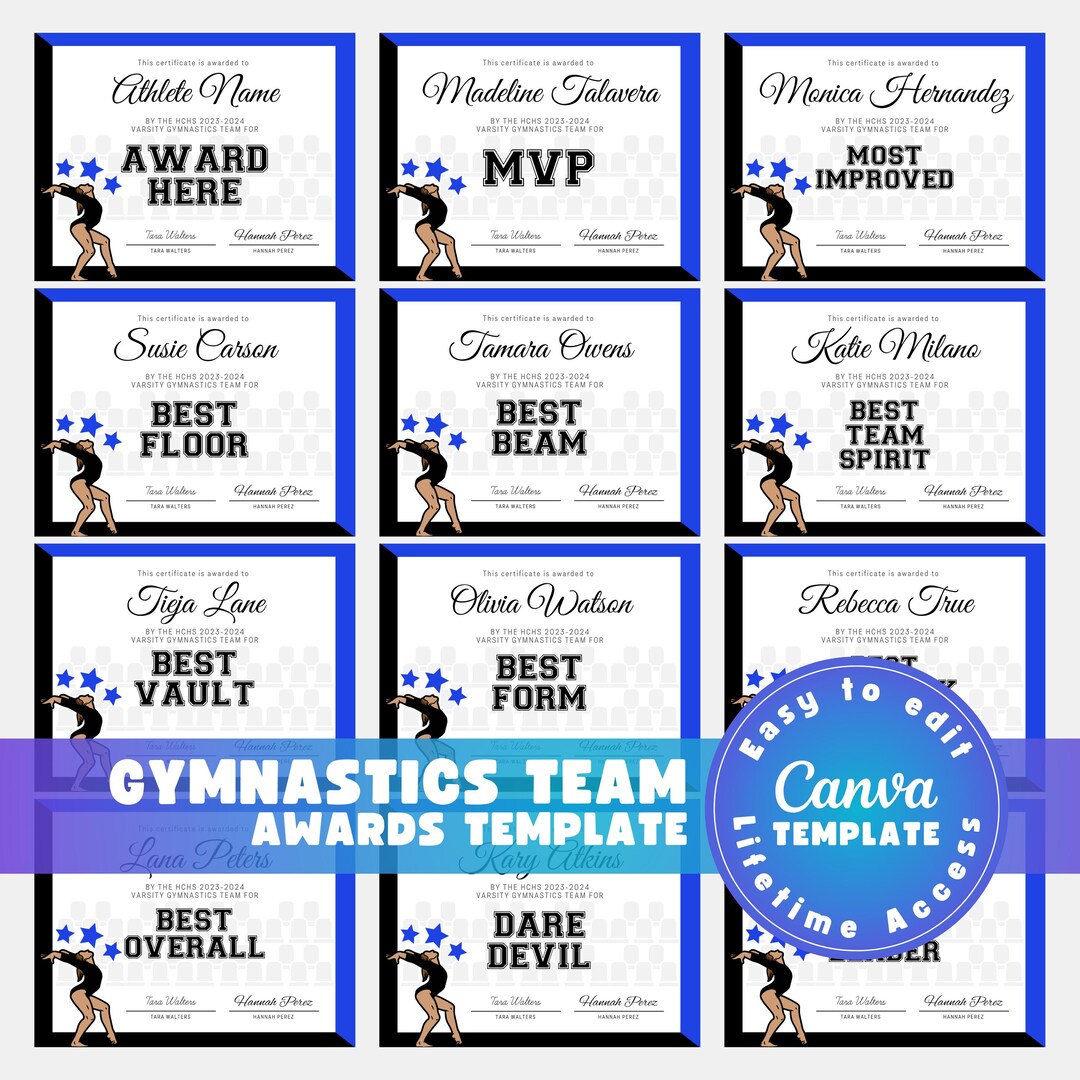 Editable Gymnastics Awards Template, Custom Gymnast Award Certificates ...