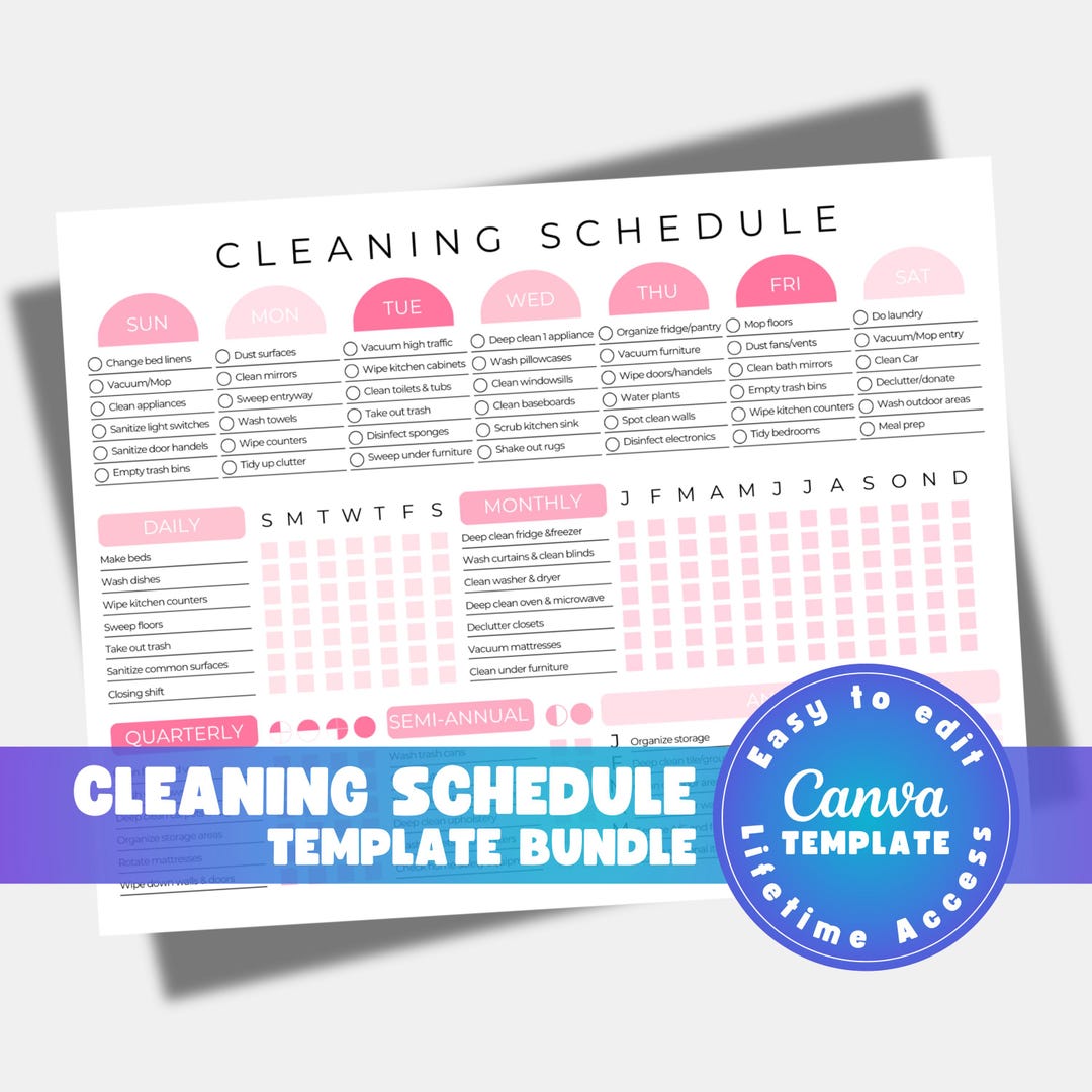 Editable Cleaning Checklist Canva Template Printable Chore Chart ...