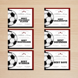 Editable Soccer Award Certificate, Team Party Template Bundle ...