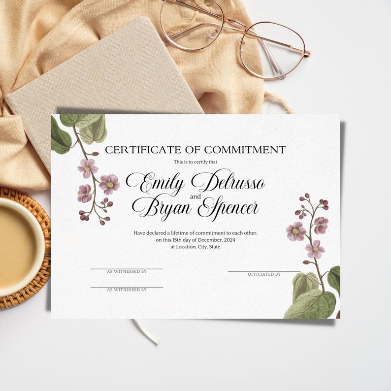 Printable Commitment Certificate Template Certificate of - Etsy
