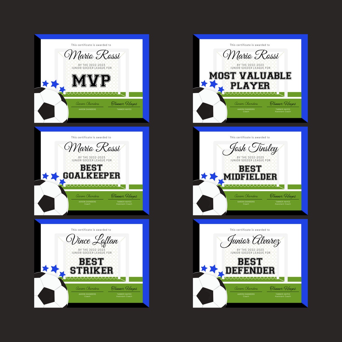 Editable Soccer Award Certificate Bundle Editable Canva - Etsy