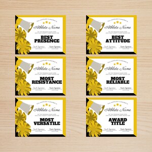 Editable Cheerleading Certificate, Cheer Squad Awards, Printable Cheer ...
