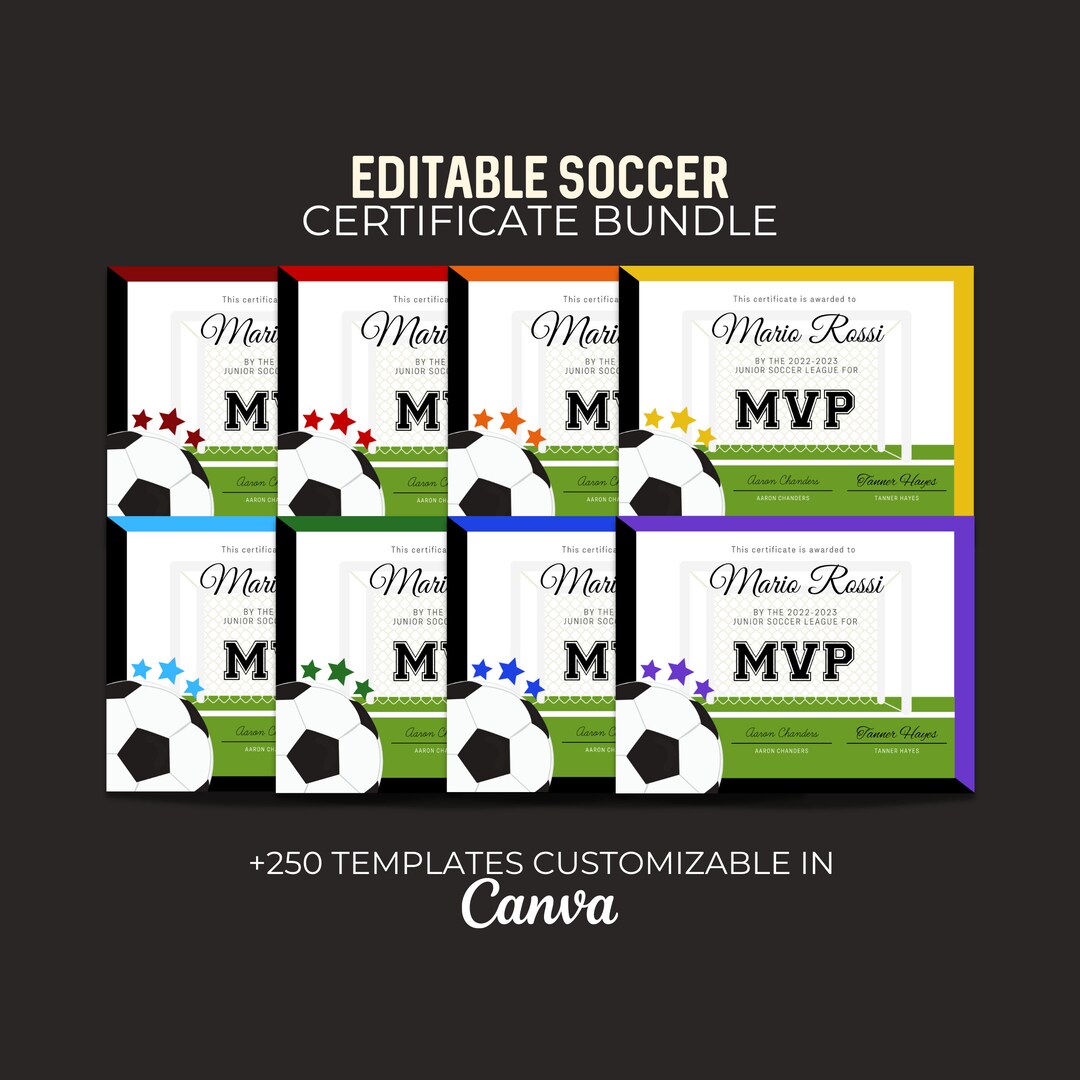 Editable Soccer Award Certificate Bundle Editable Canva - Etsy