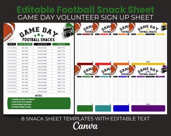 Editable Soccer Snack Sign up Sheet, Game Day Schedule Canva Template ...