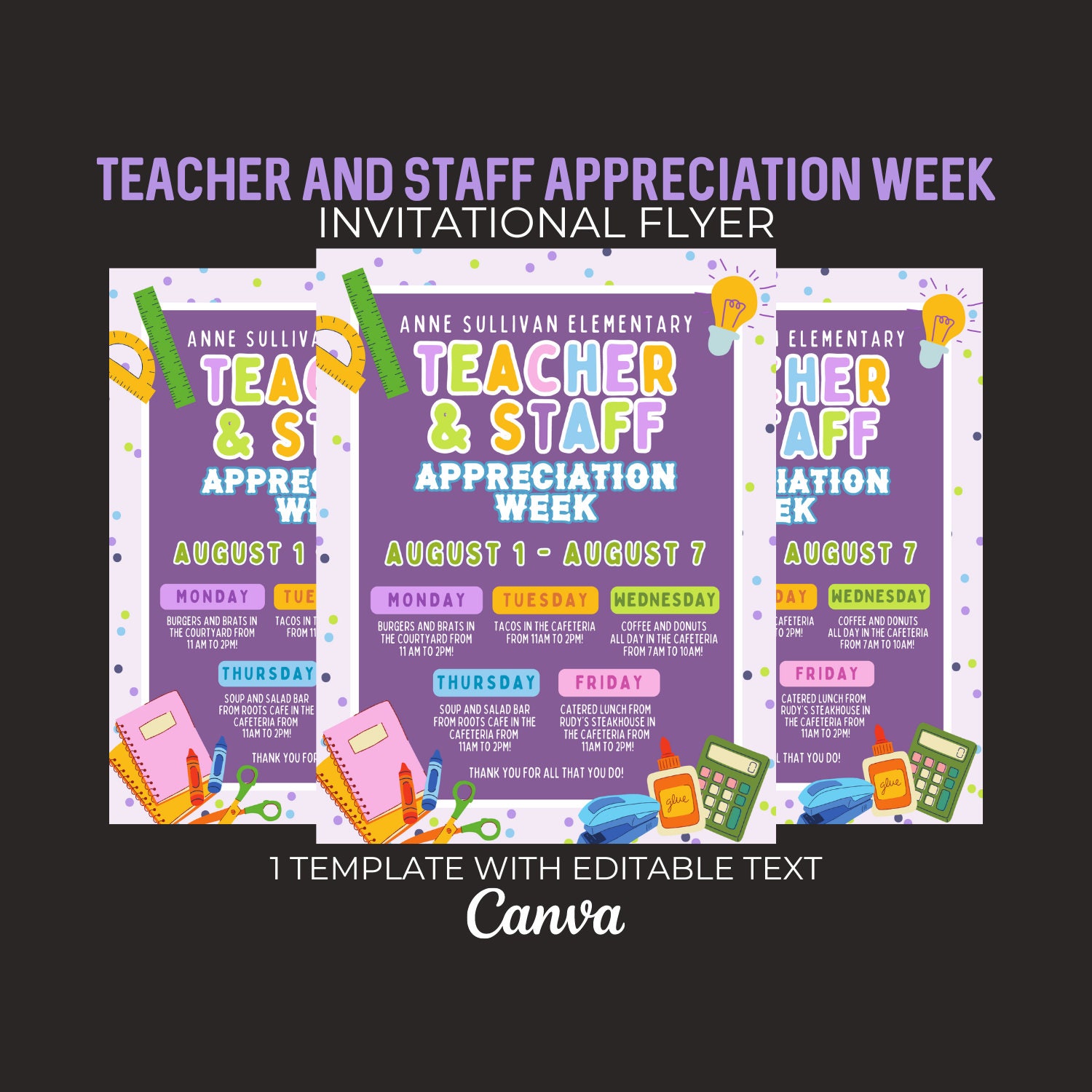 EDITABLE Teacher Appreciation Week Itinerary Flyer - Etsy