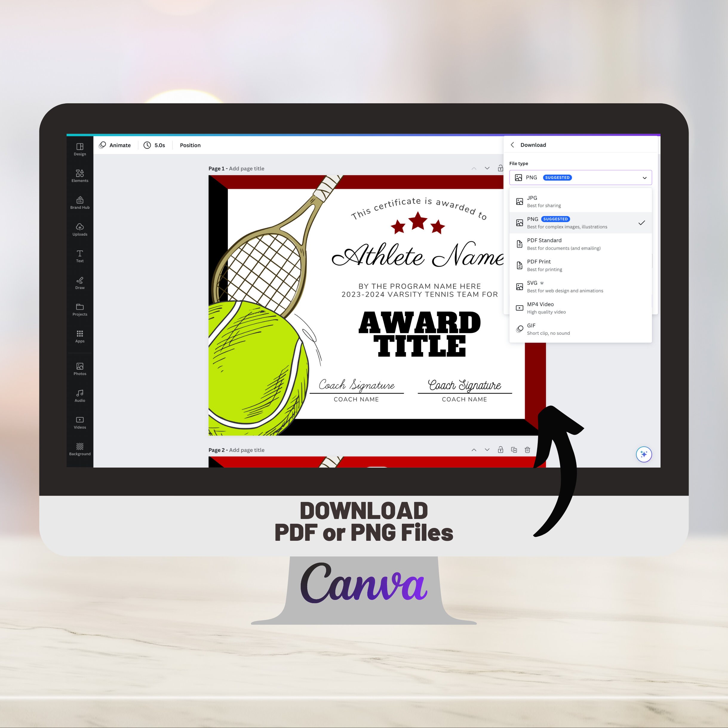 Editable Tennis Awards Template, Custom Tennis Award Certificates ...