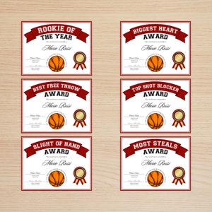 Basketball Awards Editable Team Certificates Canva Template (digital ...