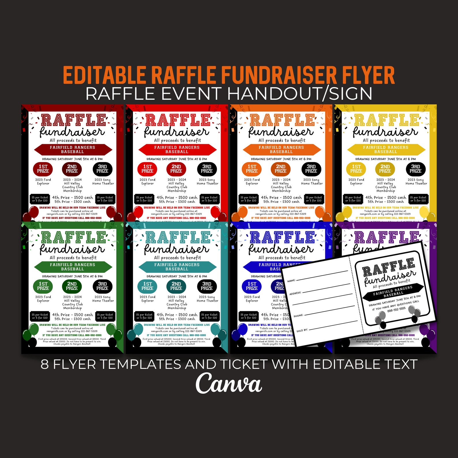 Editable Raffle Ticket Fundraiser Flyer Raffle Fundraiser - Etsy