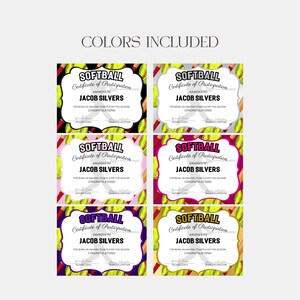 Editable Softball Awards Printable Softball Team Certificate Bundle ...