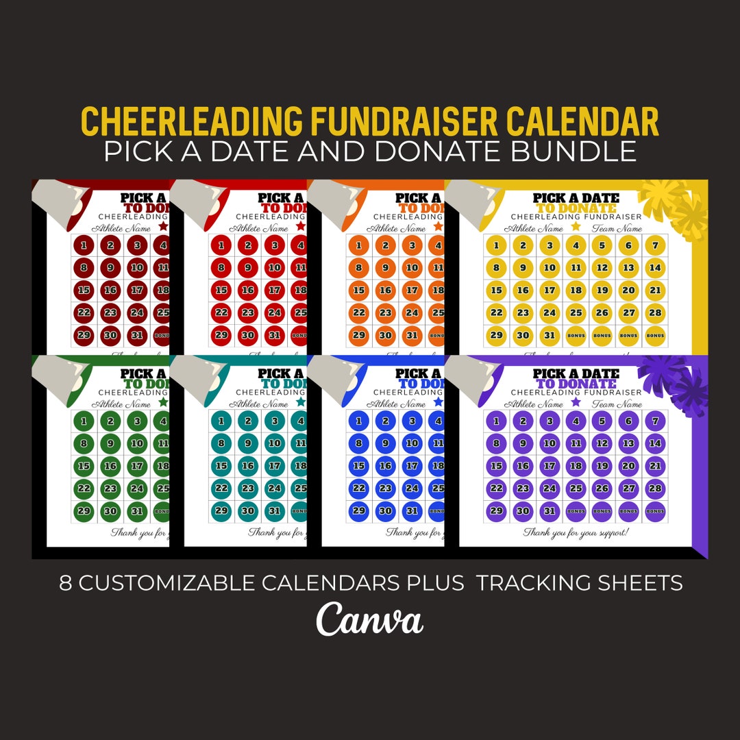 Editable Cheerleading Fundraiser Calendar Cheerleader Raffle - Etsy
