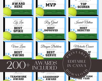 Editable Tennis Awards Template, Custom Tennis Award Certificates ...