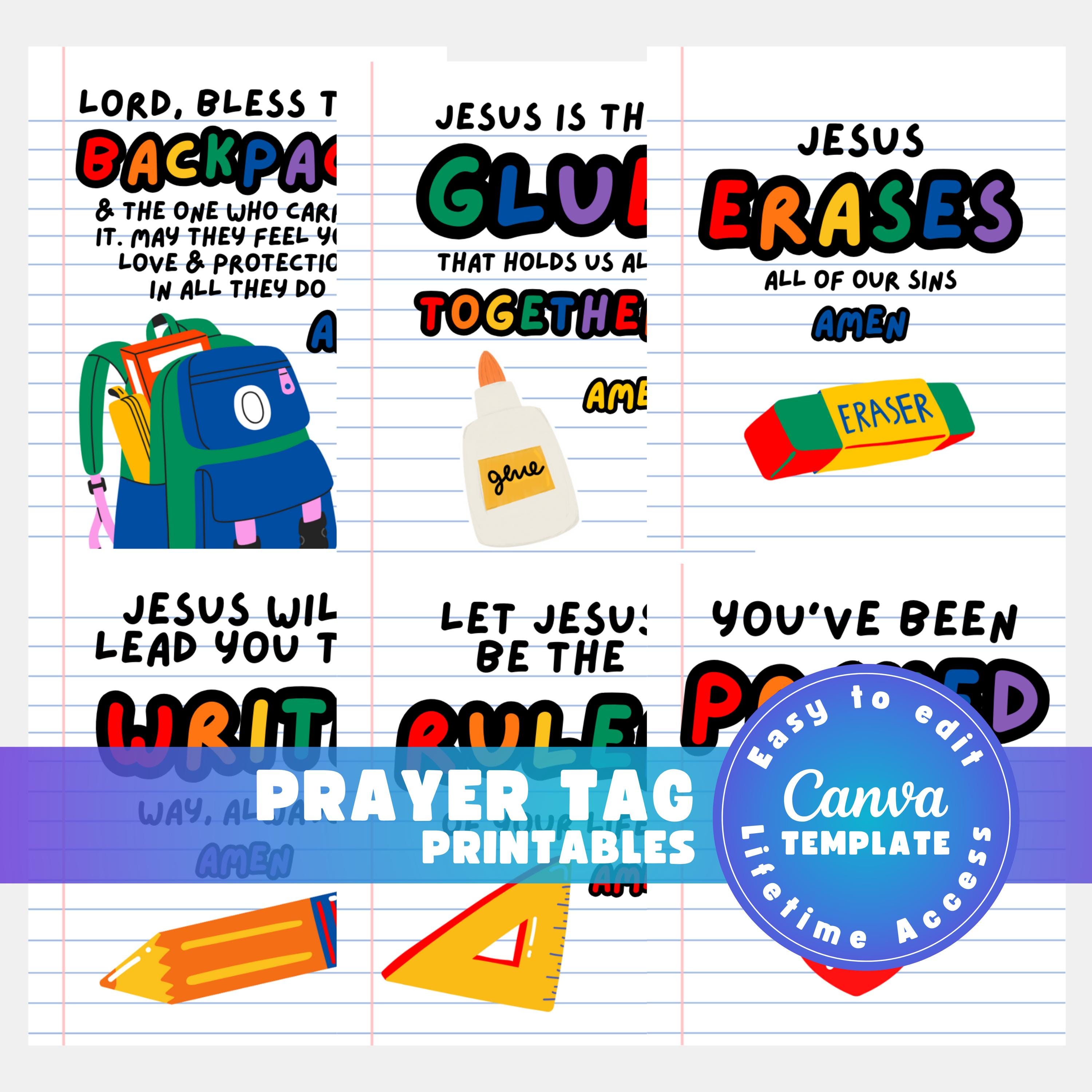 Backpack Prayer Tags, Editable School Blessing Cards, Back to School ...