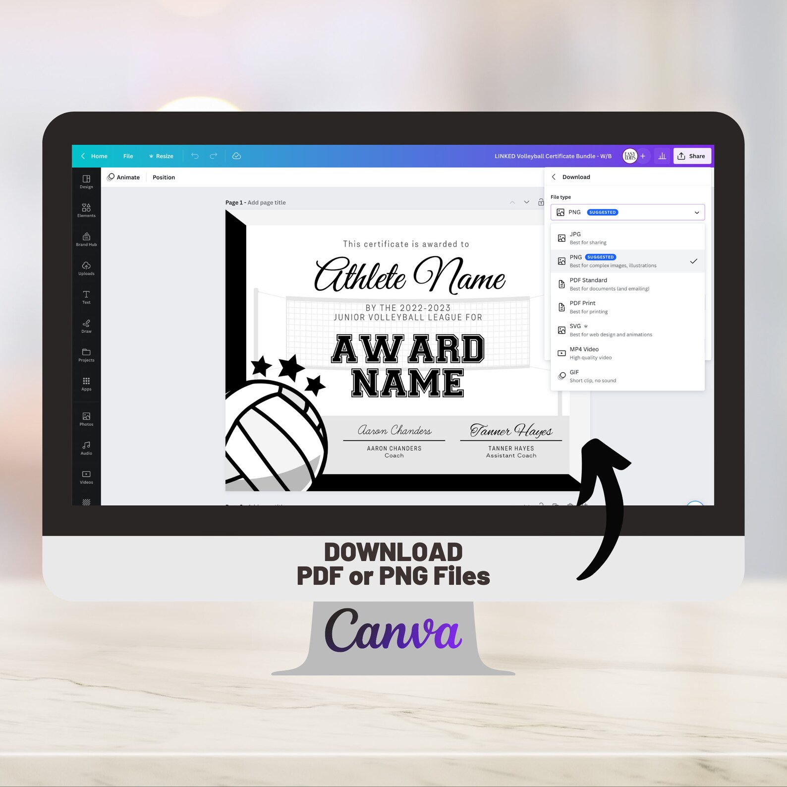 Volleyball Awards Certificates Bundle Editable Team Certificates (canva ...