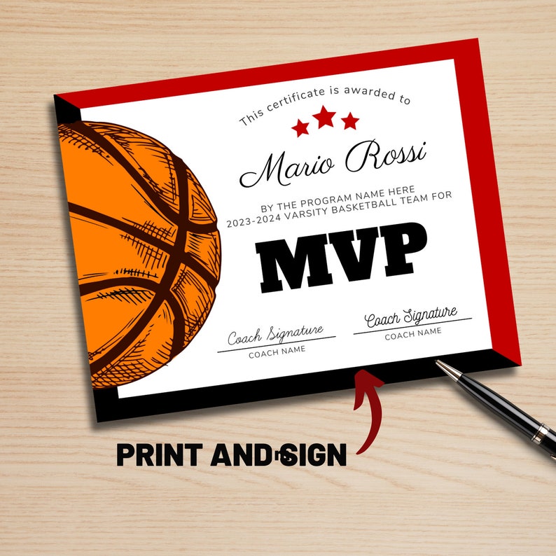 Editable Basketball Award Certificate Bundle Canva Template (digital ...