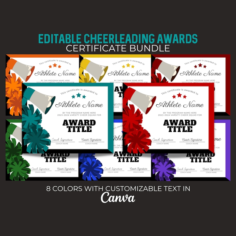 Editable Cheerleading Certificate Cheer Squad Awards Team - Etsy