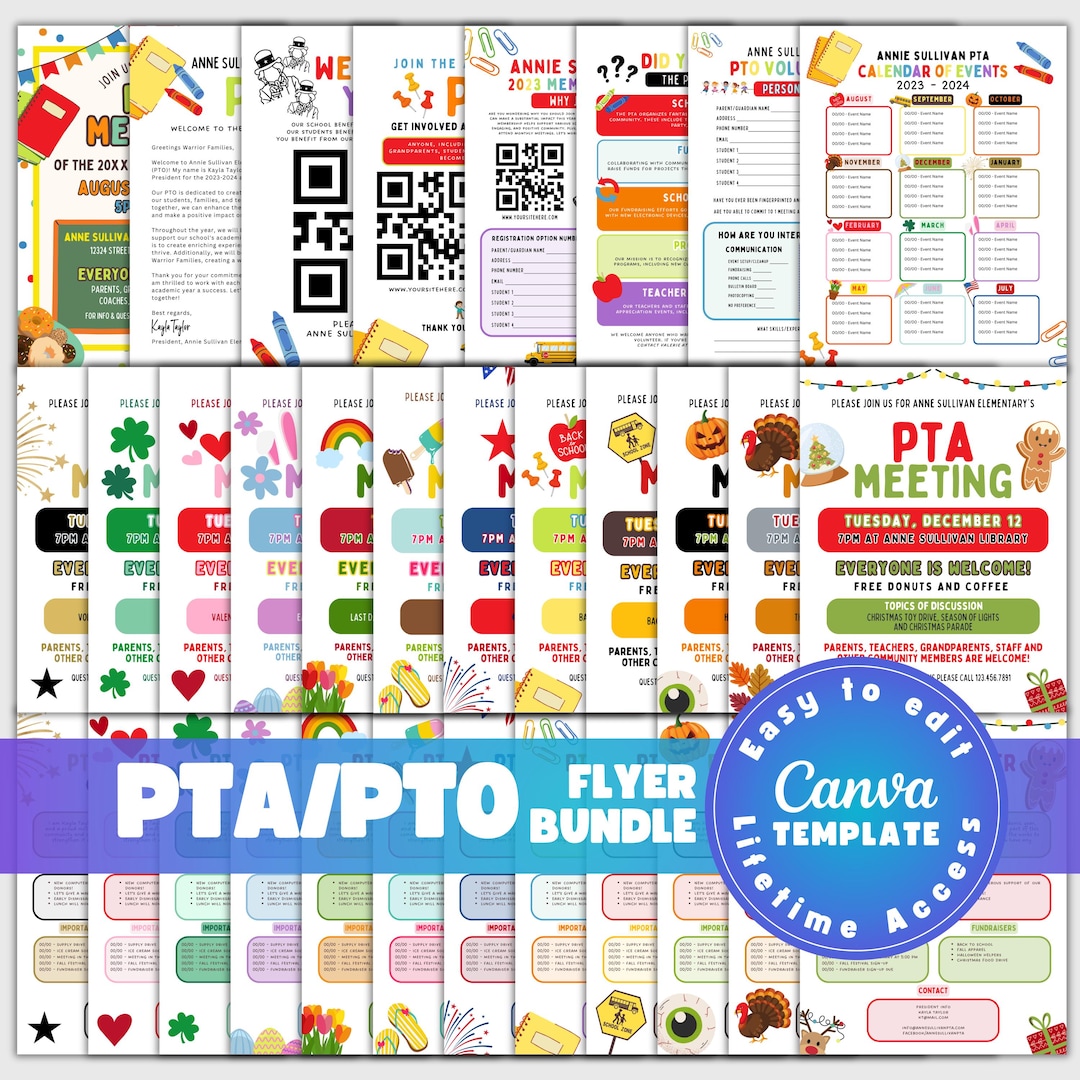 PTA PTO Flyer Bundle, Editable PTO Recruitment Flyer Template, Pta ...