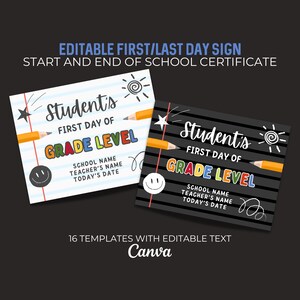 Editable First Day of School Sign Editable Last Day of School - Etsy