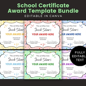 Editable Custom School Certificates, Elementary Classroom Award ...