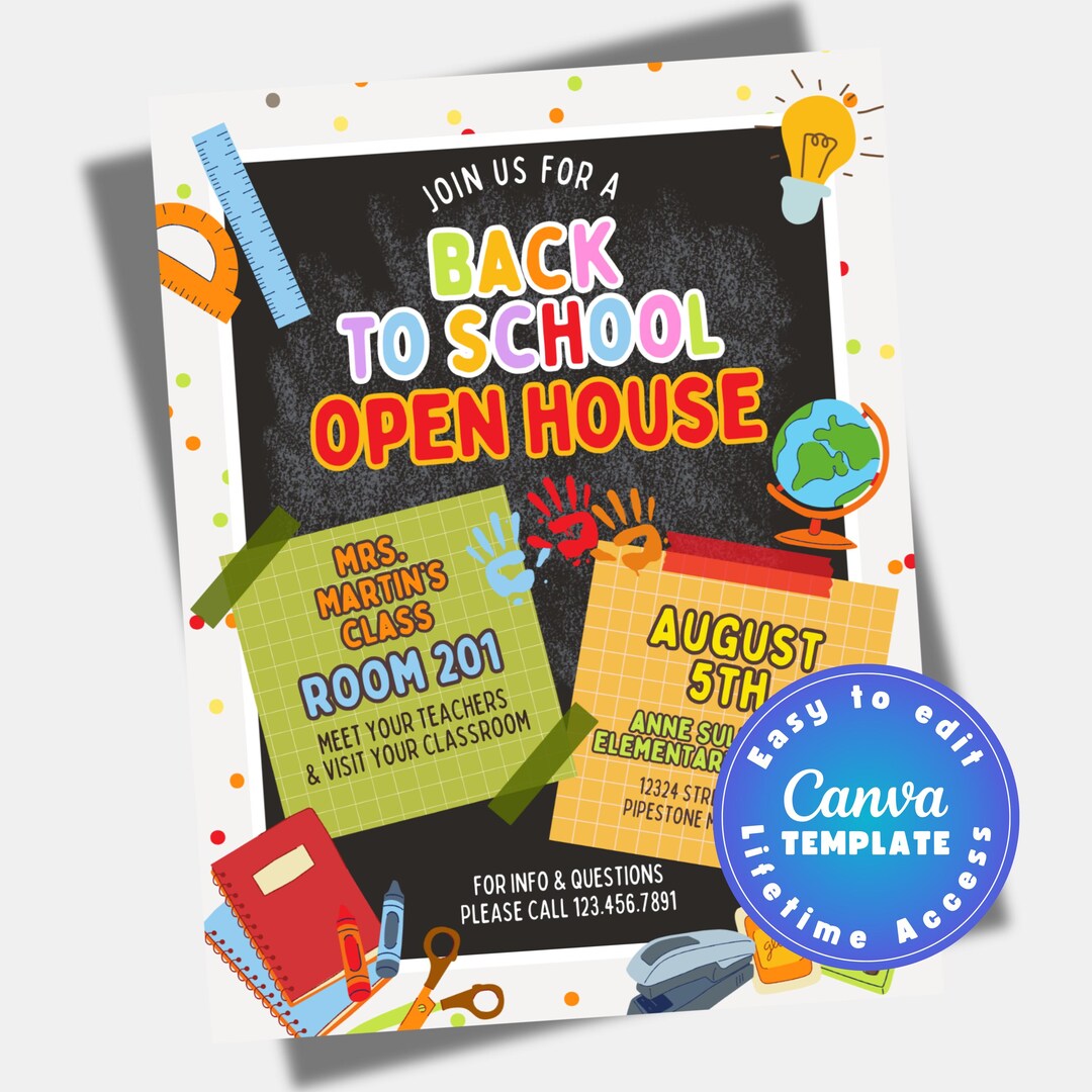 Editable Back to School Open House Flyer Template (canva, 8.5x11 In) - Etsy