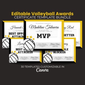 End of Season Volleyball Awards Bundle, Editable Volleyball ...