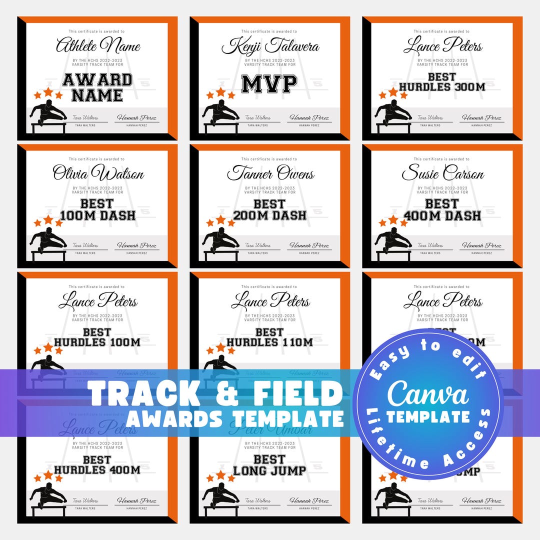 Editable Track and Field Awards Template, Custom Running Award ...