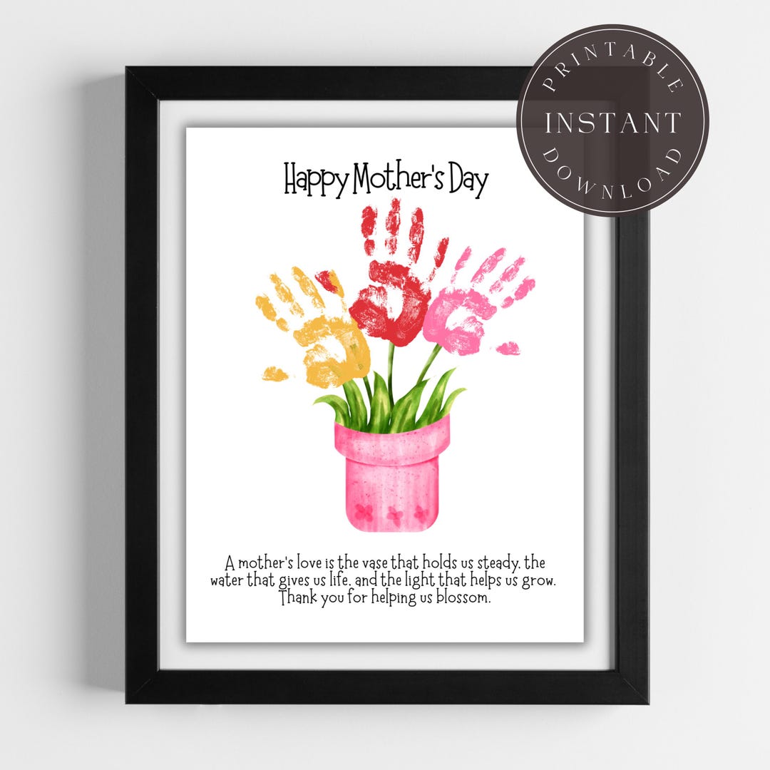 Mother's Day Handprint Art Flower Pot DIY Gift (digital Download) - Etsy