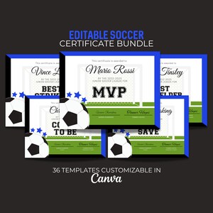 Editable Soccer Award Certificate Bundle, Editable Template, Team Party ...