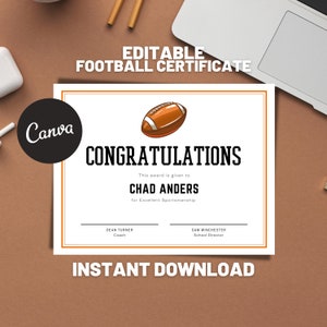 End of Season Football Awards Editable Football Award - Etsy