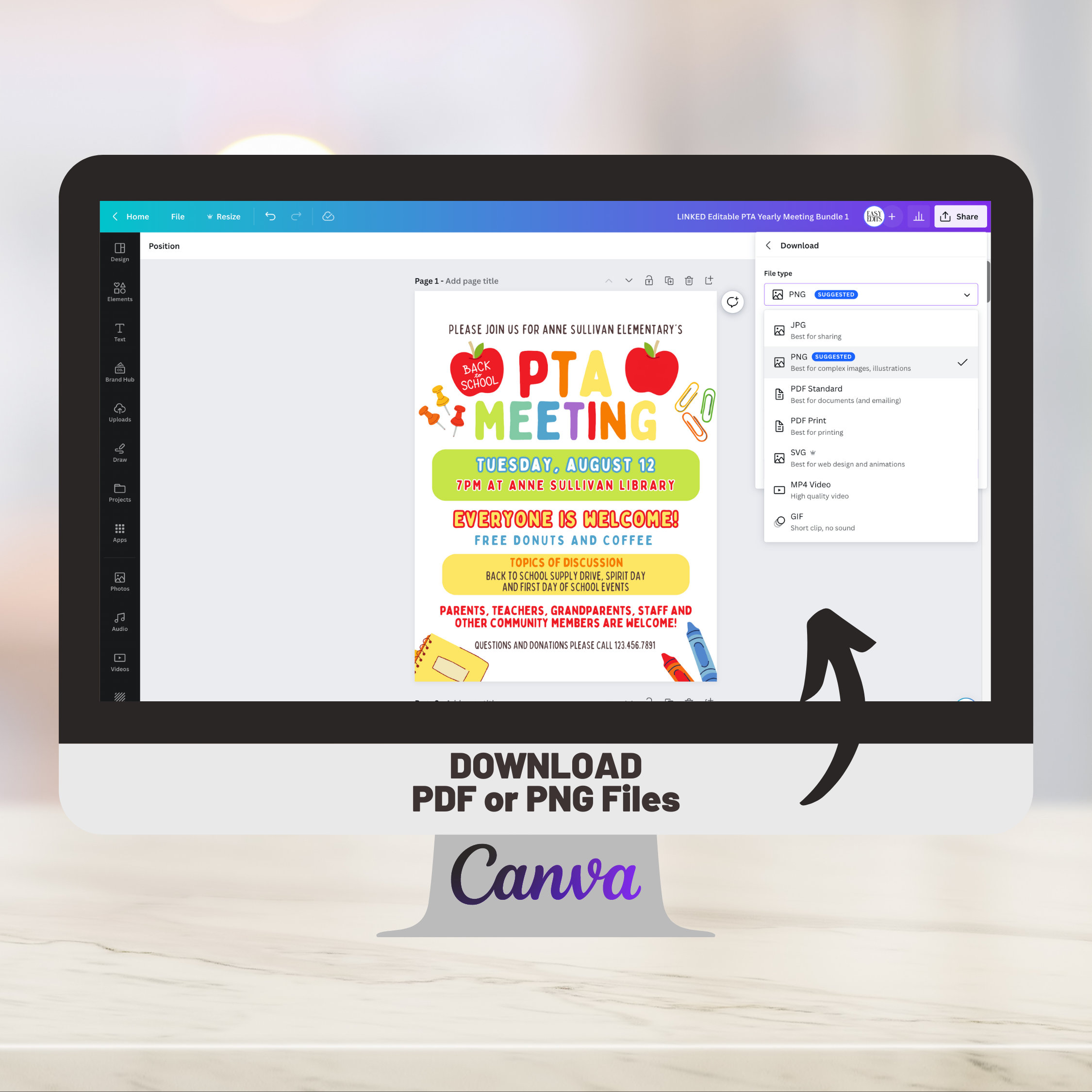 Editable PTA/PTO Meeting Flyer Bundle School Event Template (canva PDF ...